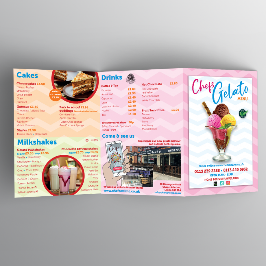 6 Page roll fold A5 menu – Graphic Retouch